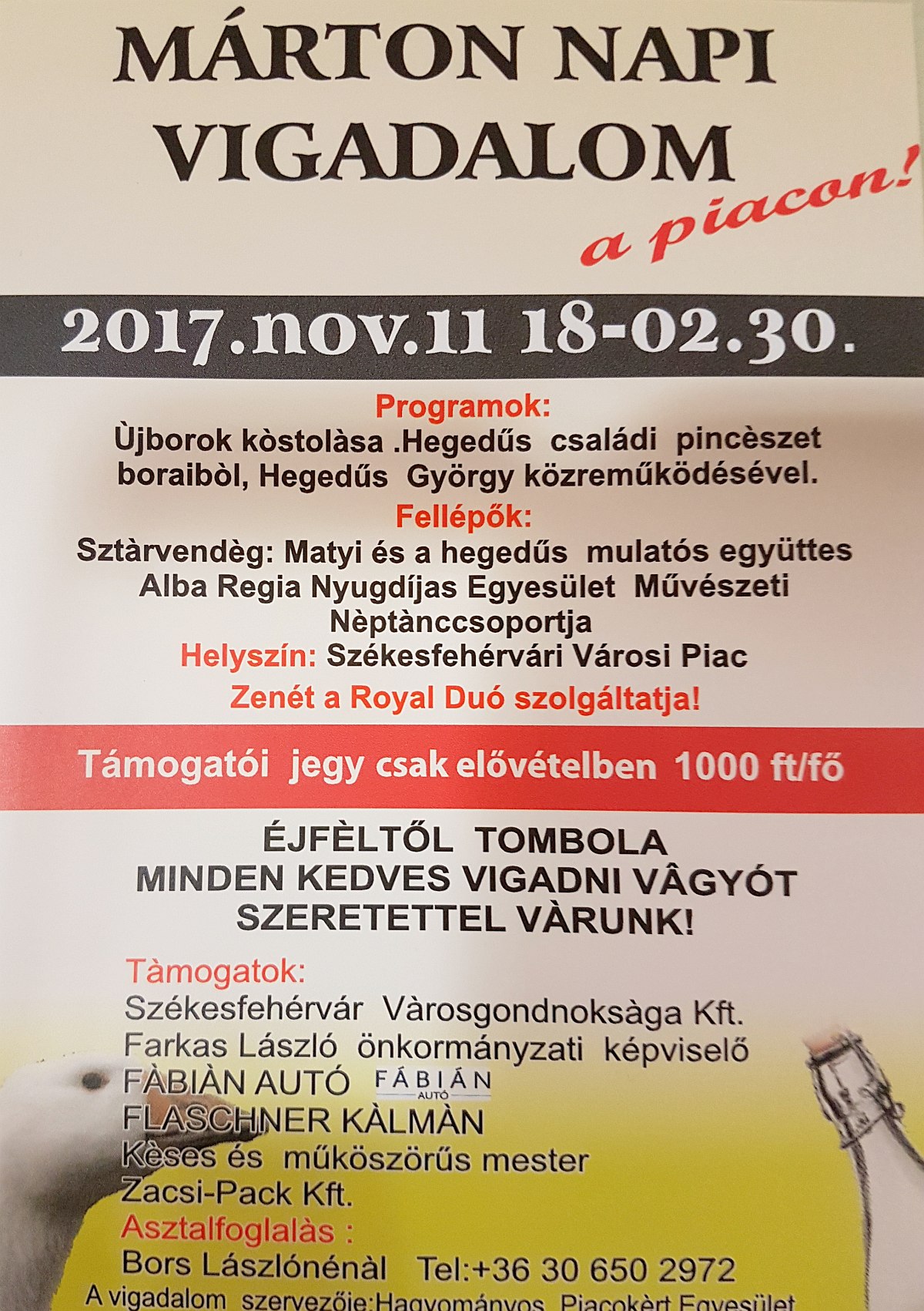 Székesfehérvár Városportál - Márton-napi Vigadalom lesz a Városi Piacon november 11-én